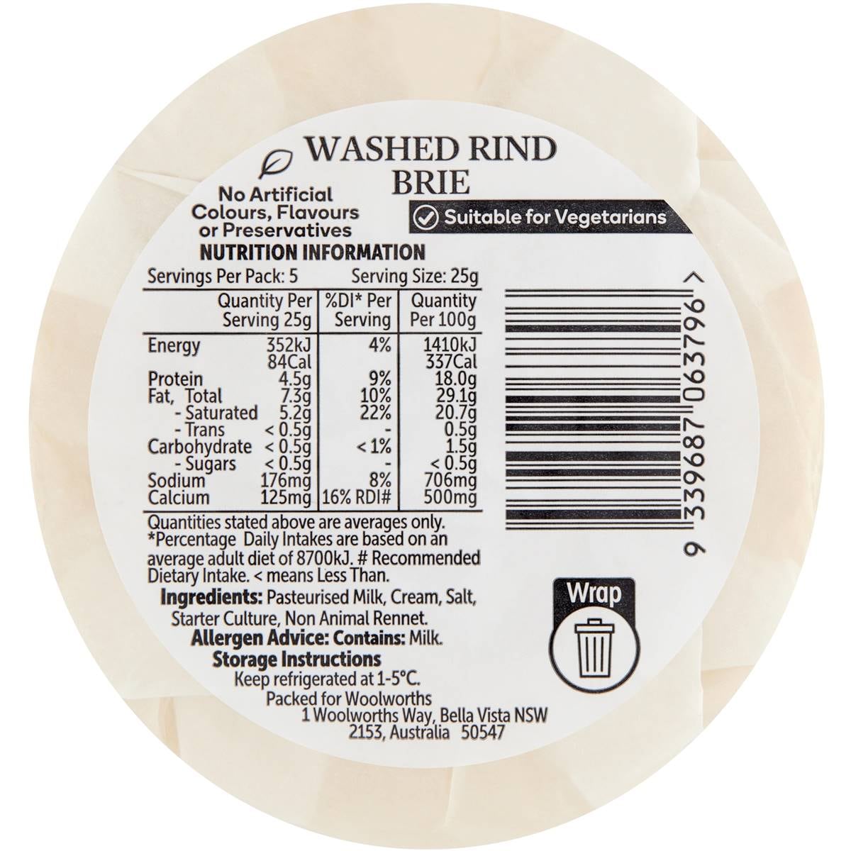 Woolworths Washed Rind Brie 125g | Woolworths