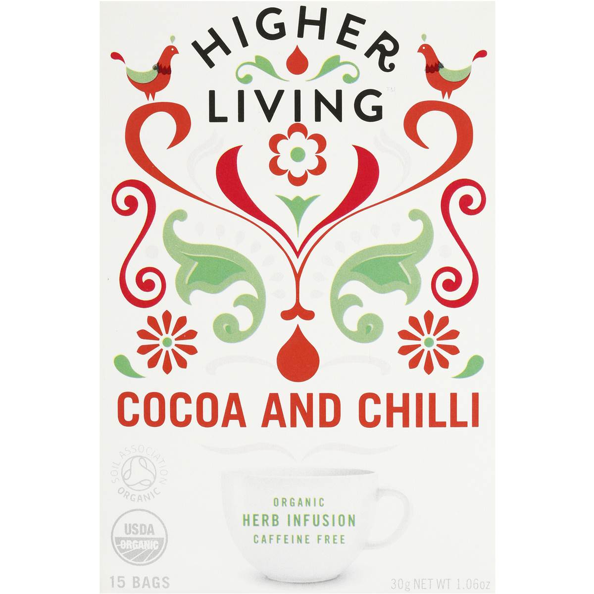 Higher Living Cocoa Chilli Tea 15 bags 30g | Woolworths