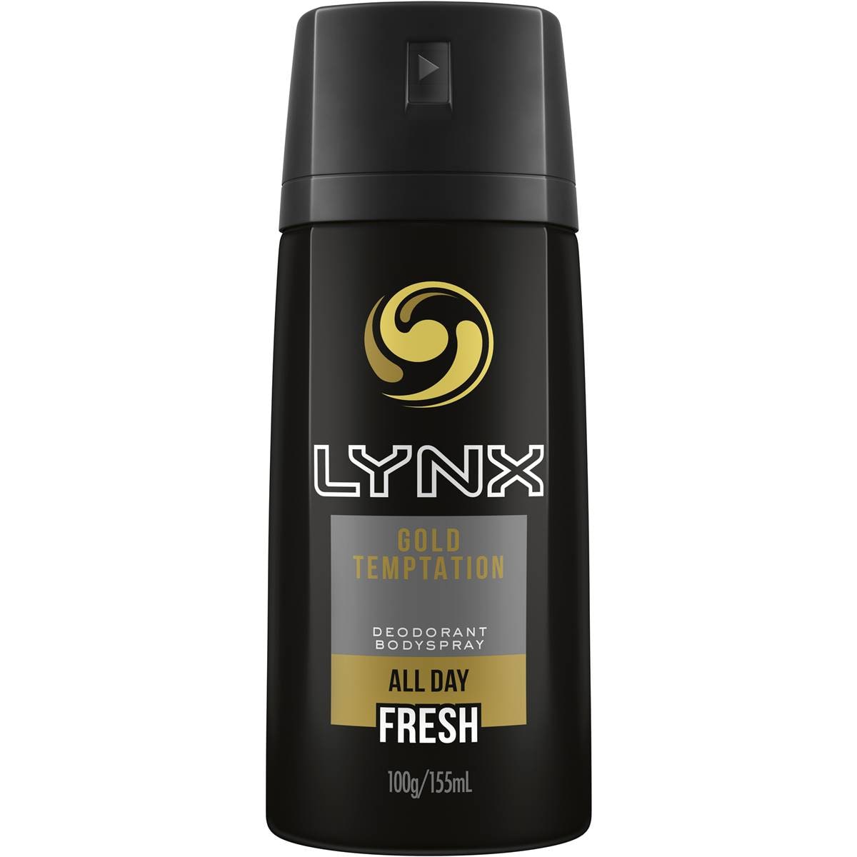 Lynx Body Spray Aerosol Deodorant Gold Temptation 155ml | Woolworths