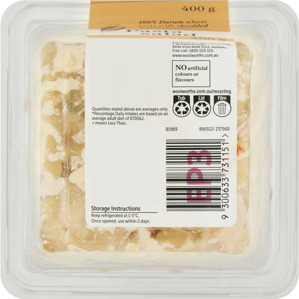 Woolworths Creamy Pasta Salad 400g | Woolworths