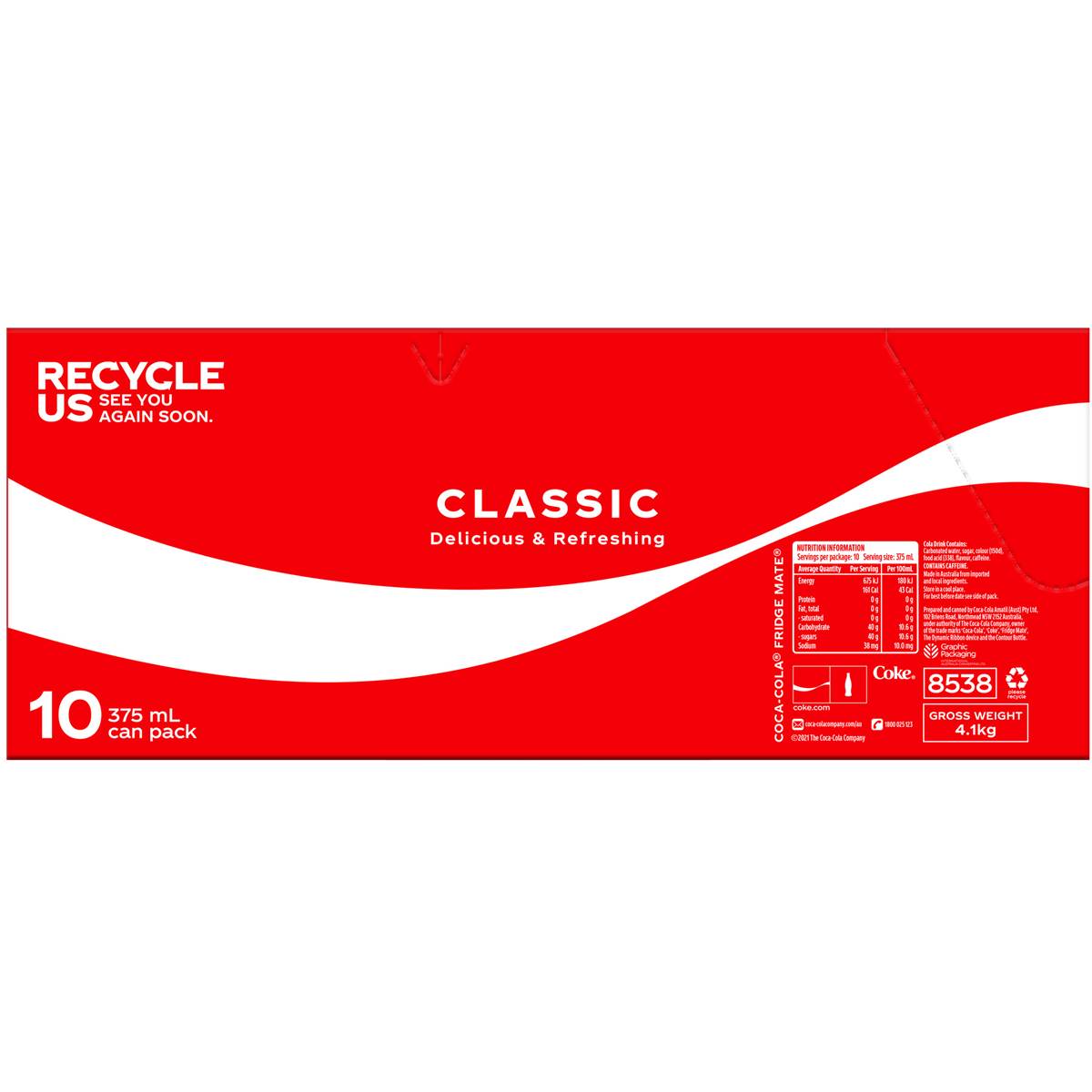 Coca - Cola Classic Soft Drink Multipack Cans 375ml X 10 Pack | Woolworths