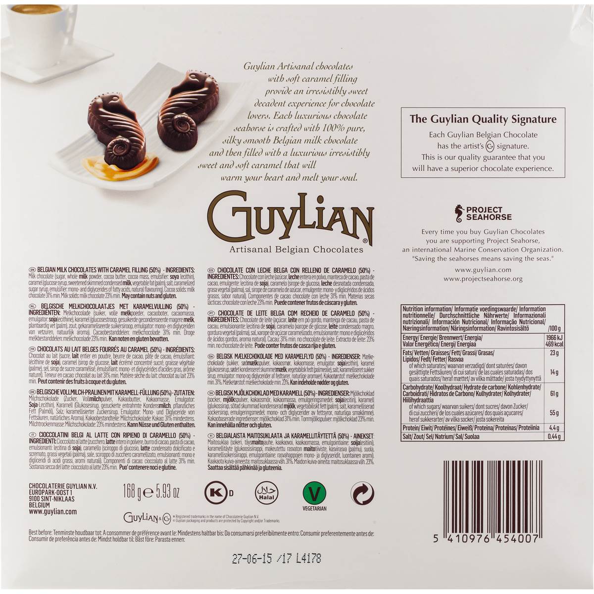 Guylian Chocolate Sea Horses Caramel 168g Gift Box | Woolworths