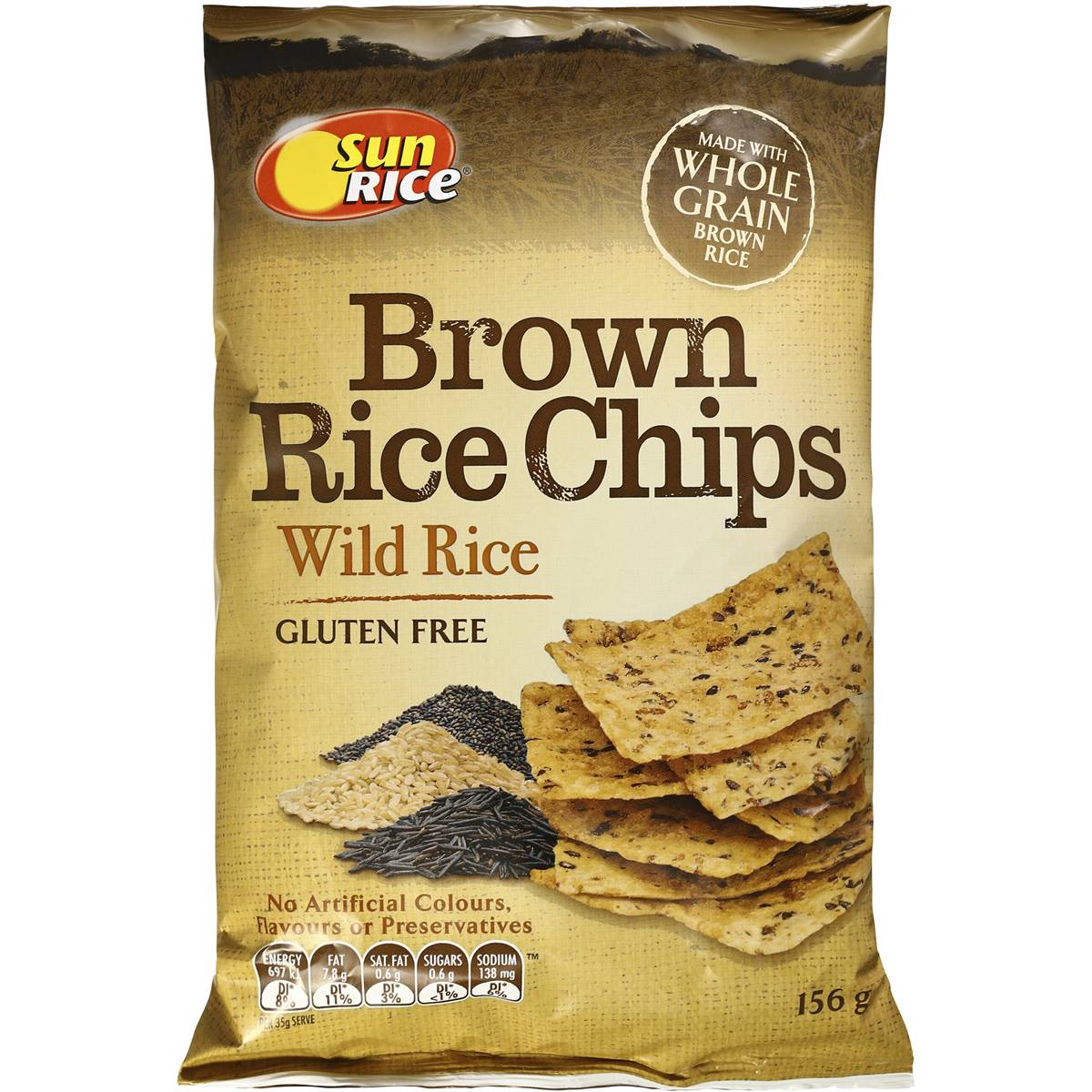 Sunrice Brown Rice Chips Wild Rice Gluten Free 156g | Woolworths