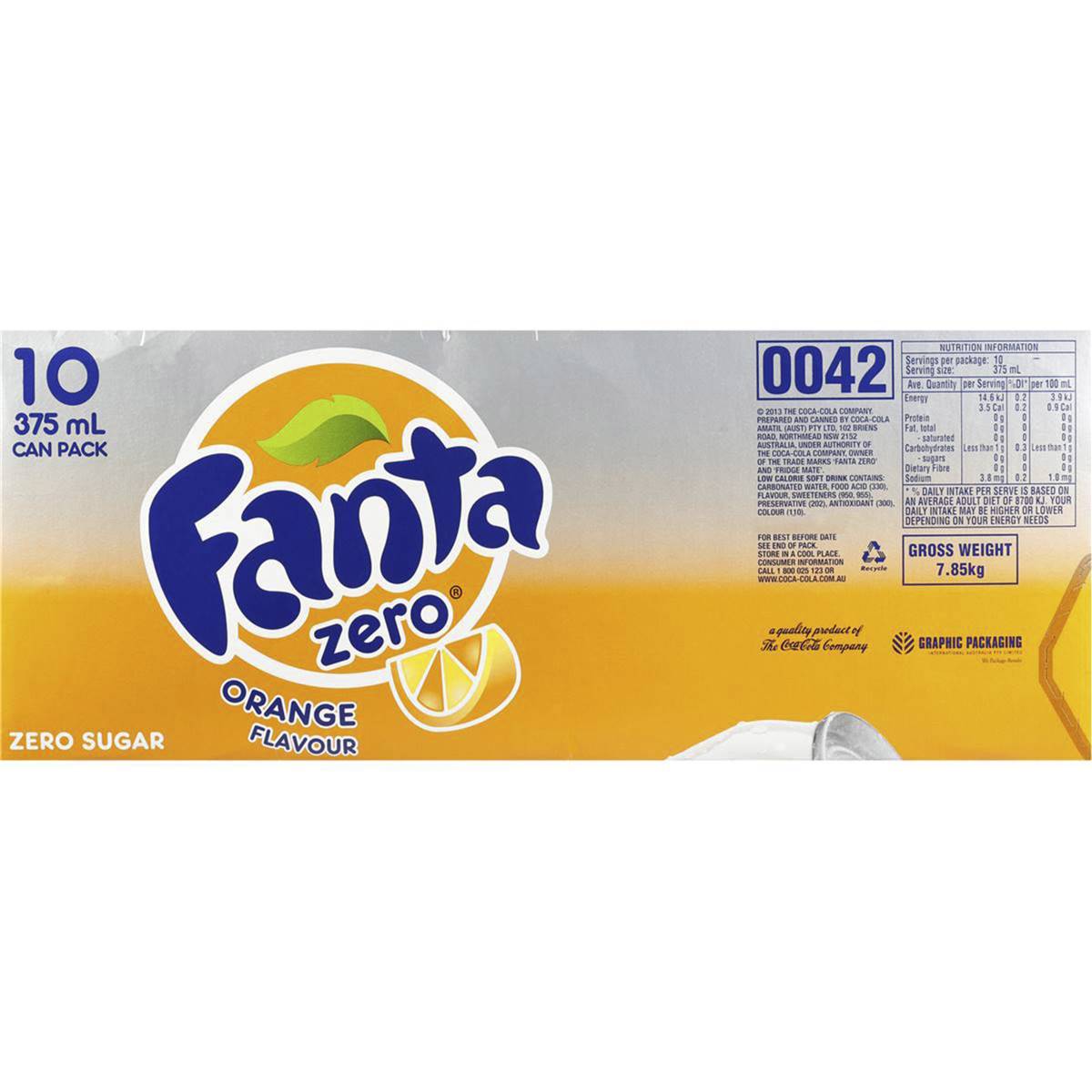 Coca-cola Fanta Zero Orange Cans 10x375ml Pack | Woolworths Coca-cola Fanta Zero Orange Cans 10x375ml Pack | Woolworths
