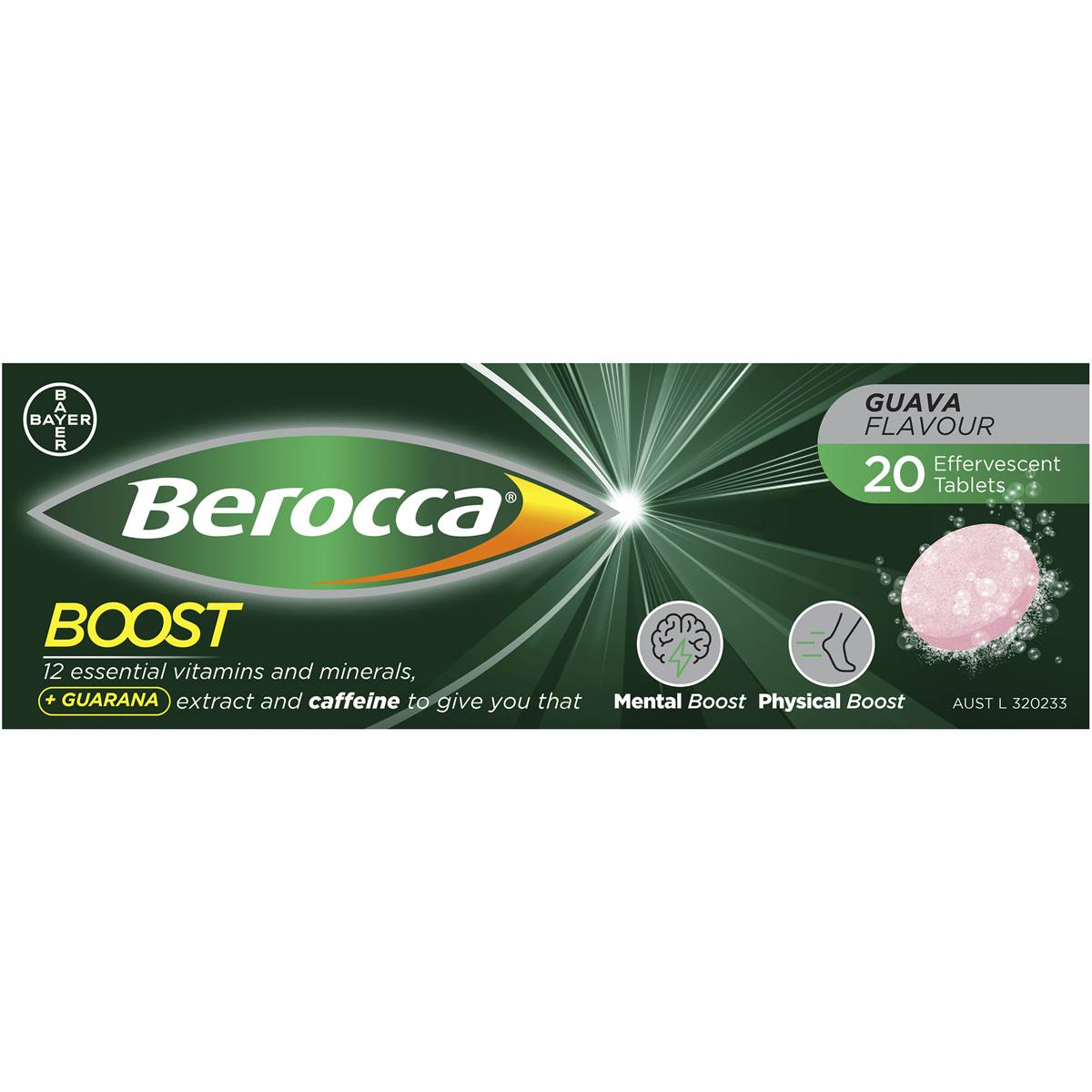 Berocca Vitamin B & C Guava Flavour With Guarana Energy 20 Pack ...