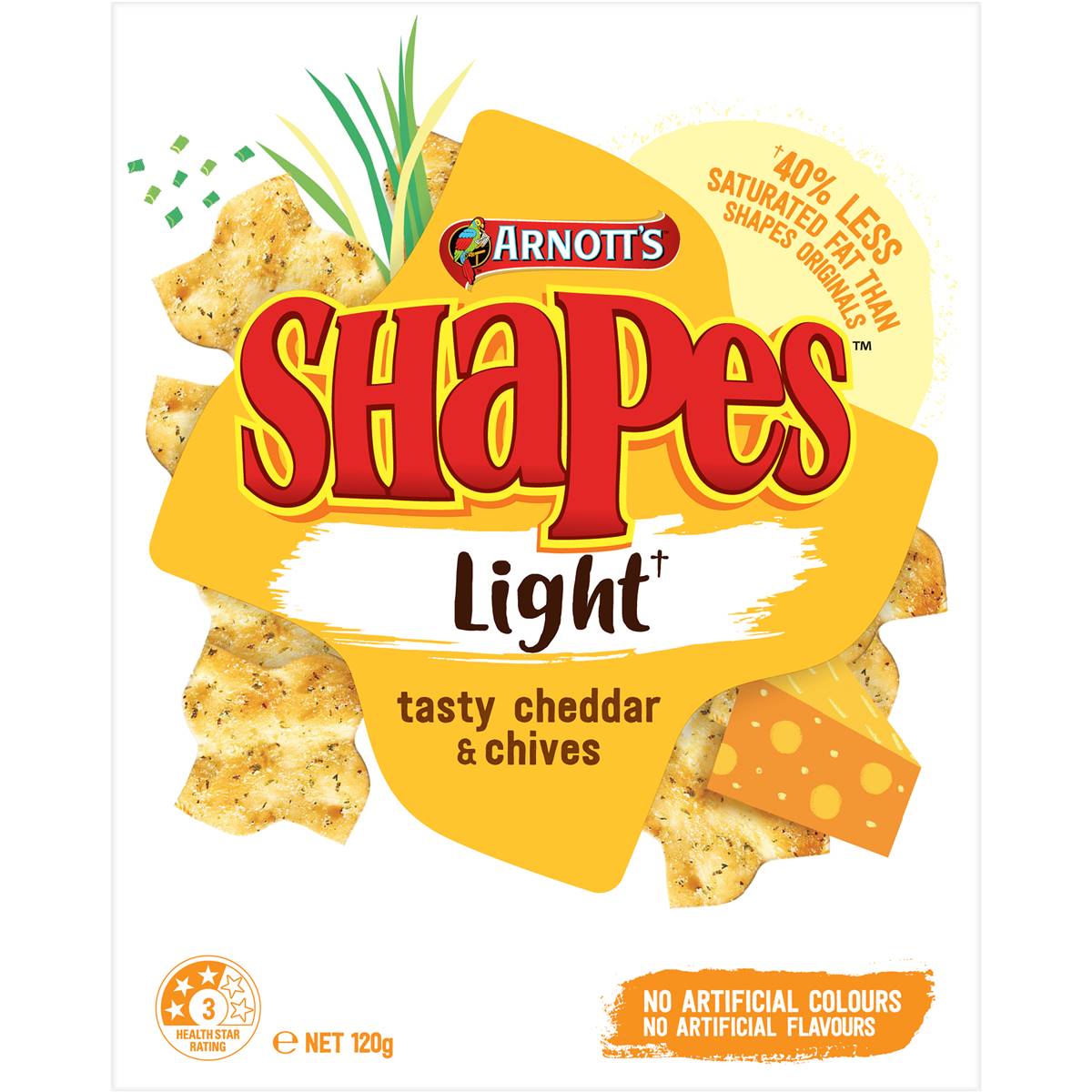 Arnott's Shapes Light & Crispy Cheddar & Chives 120g | Woolworths