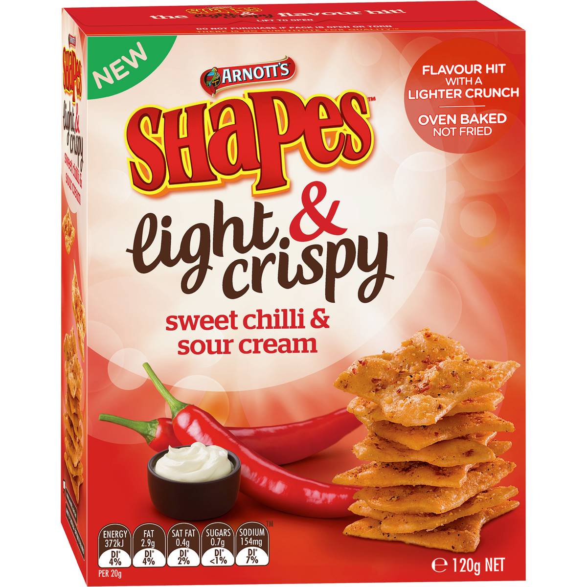 Arnott's Shapes Light & Crispy Sweet Chilli Sour Cream 120g | Woolworths