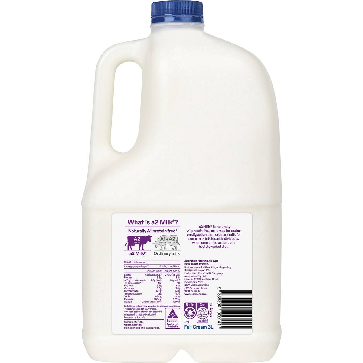 A2 Milk Full Cream 3l | Woolworths