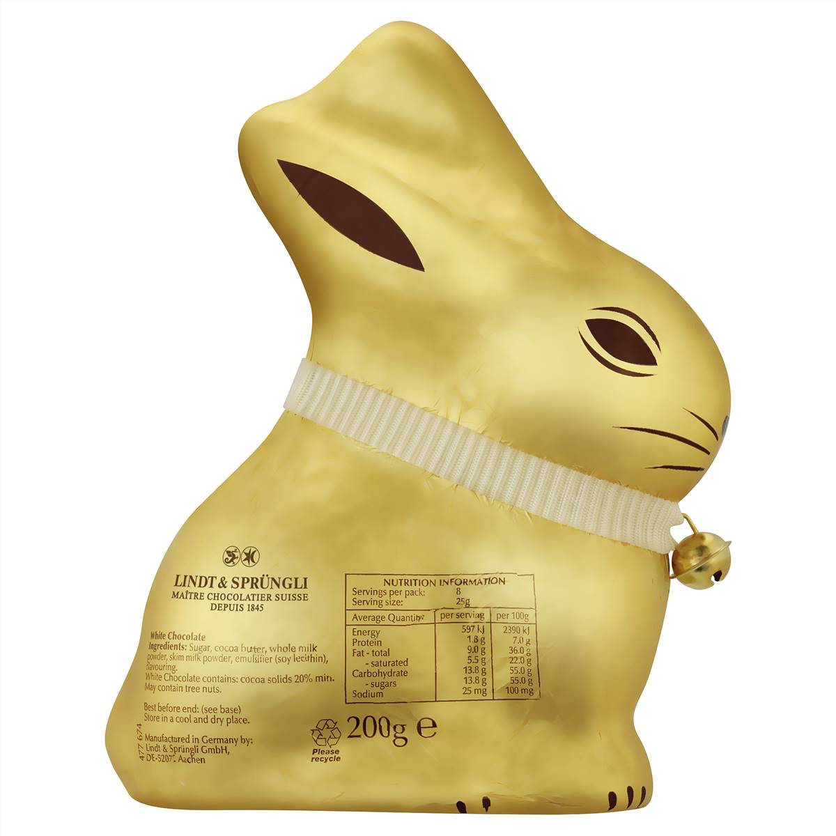 Lindt White Chocolate Gold Bunny White 200g | Woolworths
