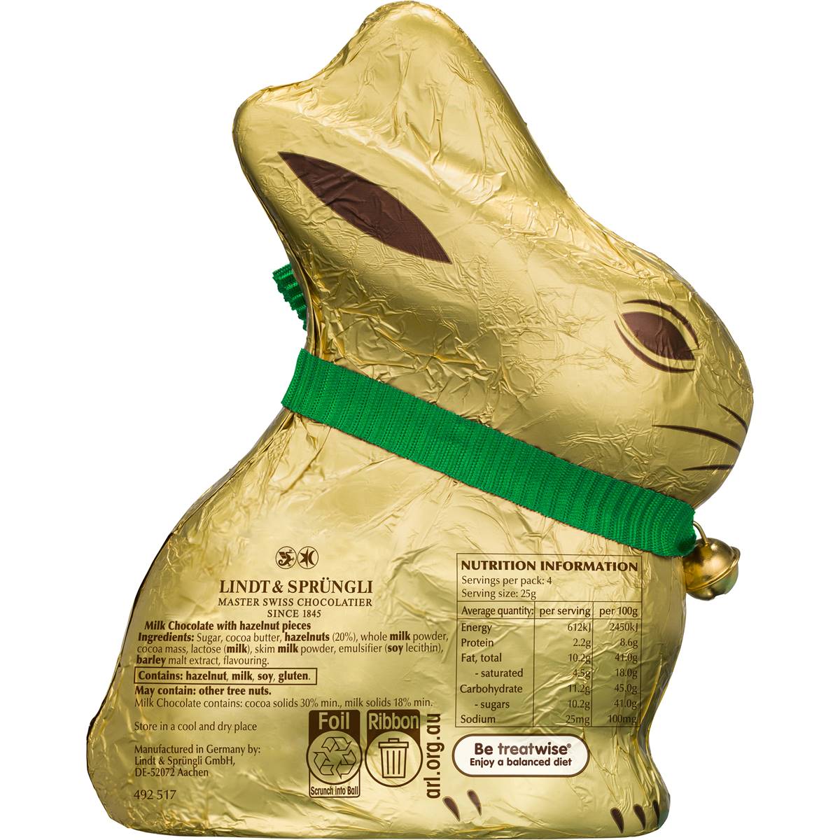 Lindt Gold Bunny Hazelnut Milk Chocolate 100g | Woolworths
