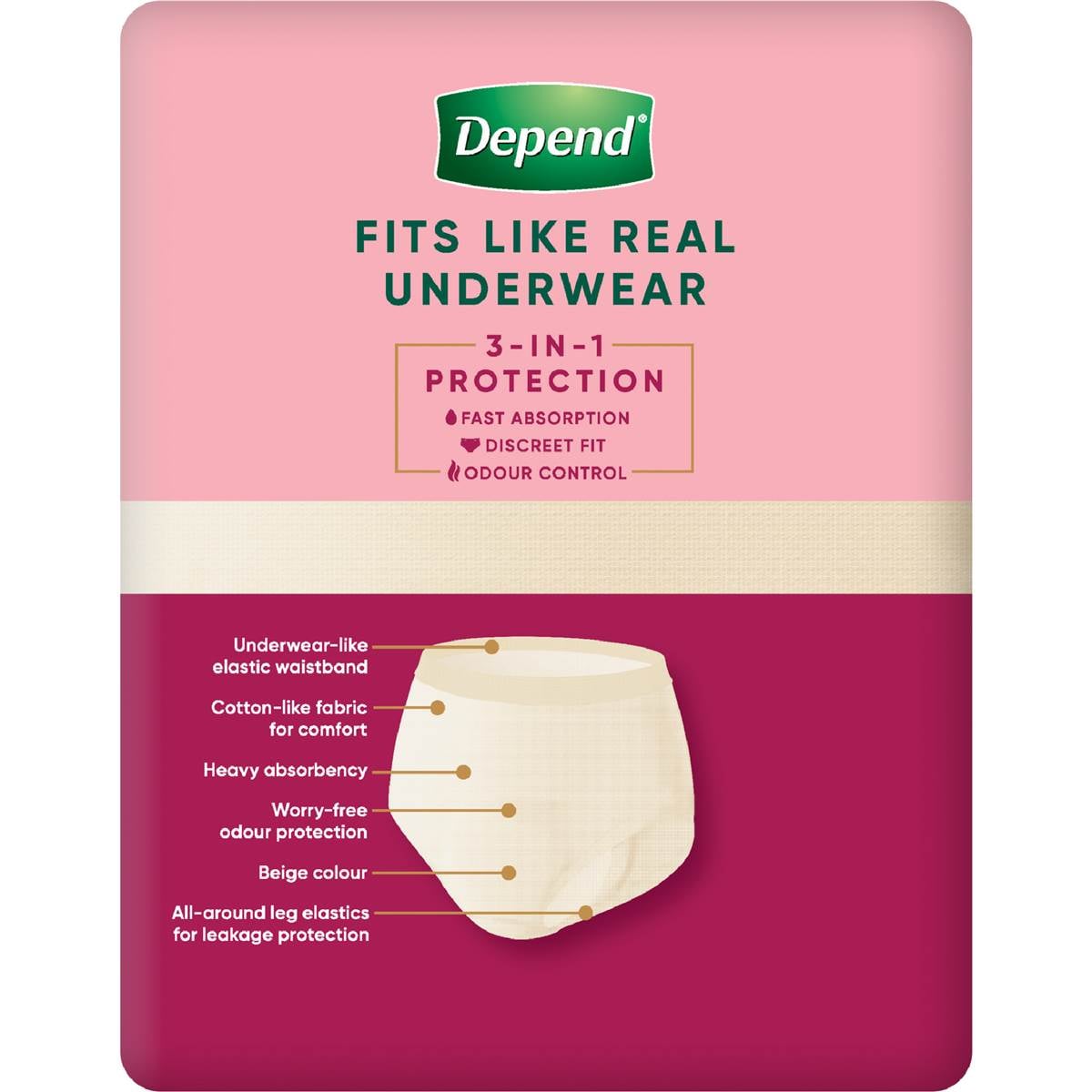 Depend Real Fit Incontinence Underwear Regular Women Large 8 Pack ...