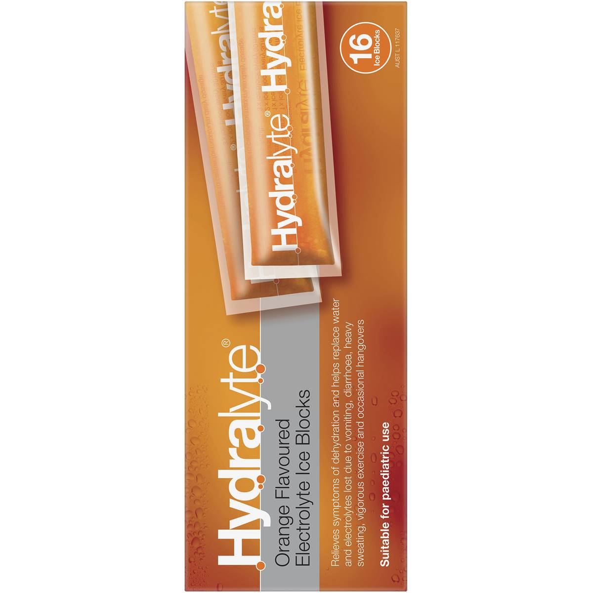 Hydralyte Electrolyte Ice Block Orange 16 Sachets | Woolworths