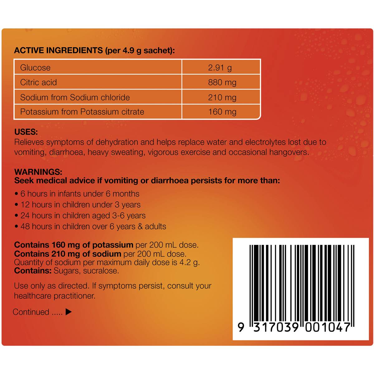 Hydralyte Powder Sachets Orange 10 Sachets | Woolworths