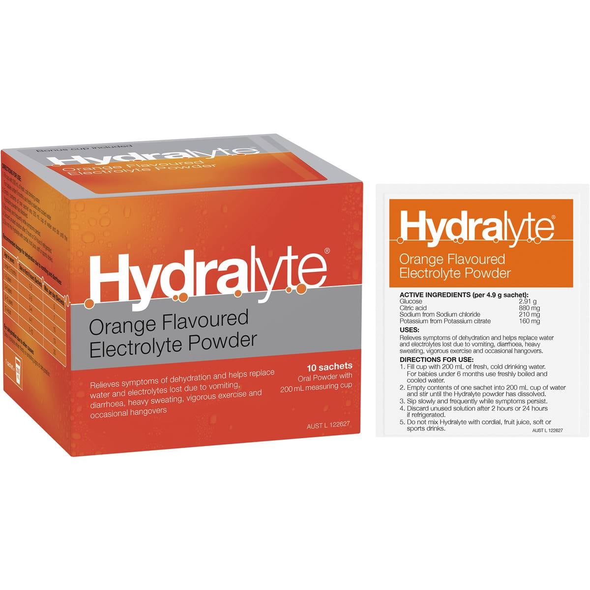 Hydralyte Powder Sachets Orange 10 Sachets | Woolworths