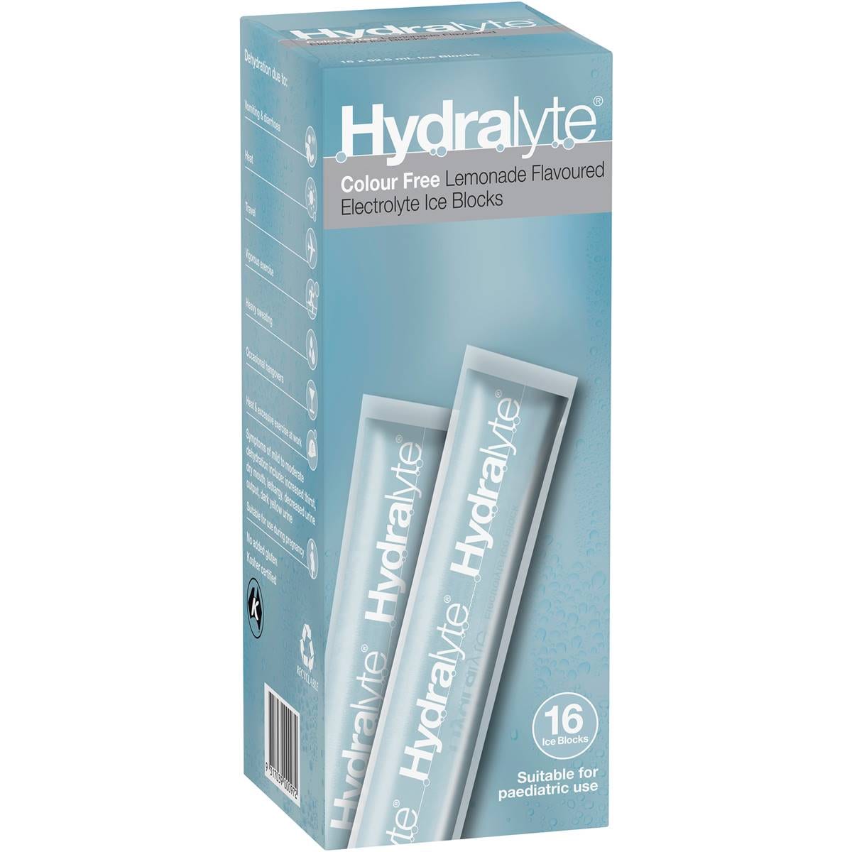 Hydralyte Electrolyte Ice Block Lemonade 16 Pack | Woolworths