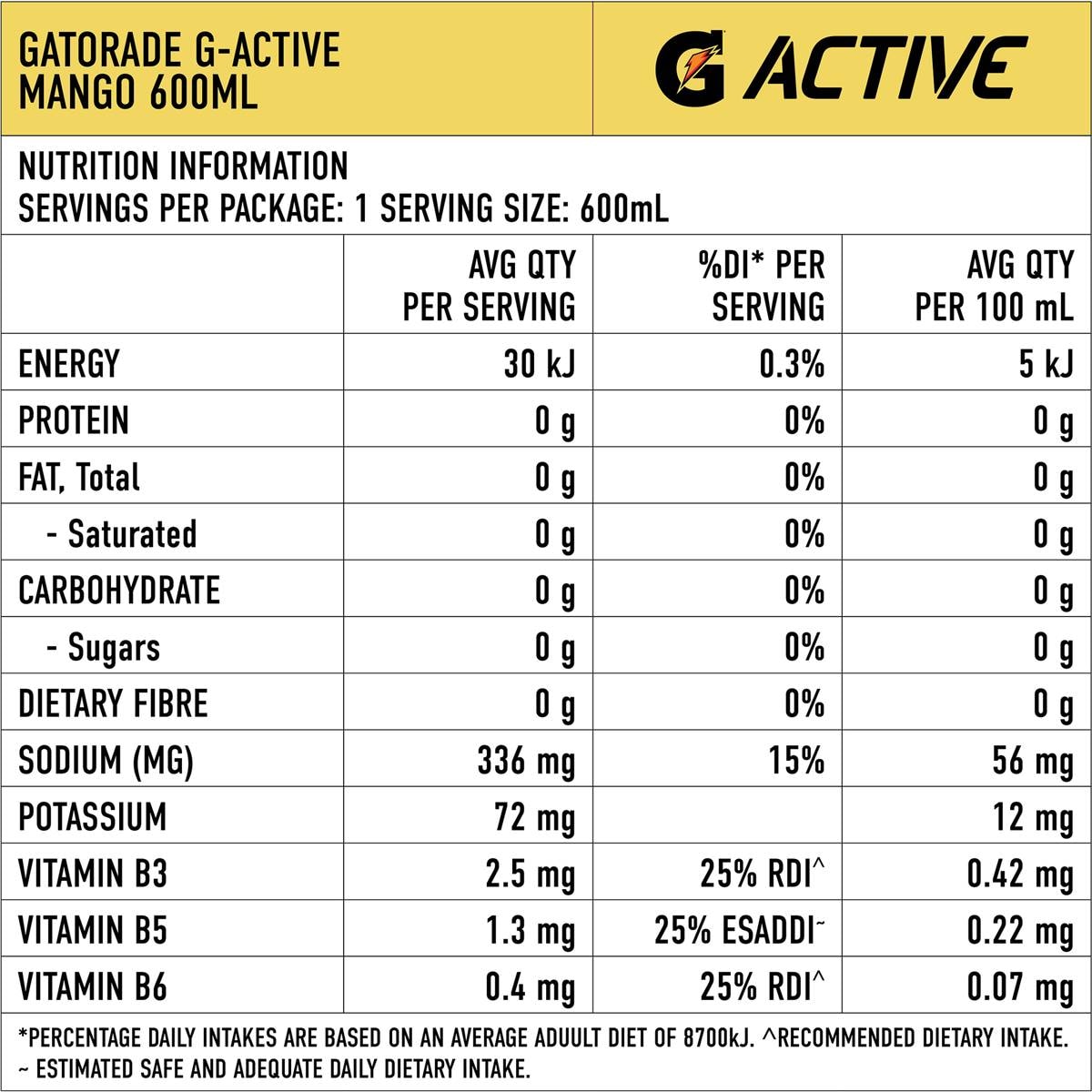 Gatorade G Active Sports Drinks Mango Water Electrolytes & Vitamins ...