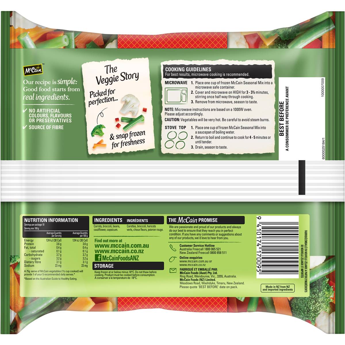 Mccain Mixed Vegetables Seasonal Mix 1kg | Woolworths