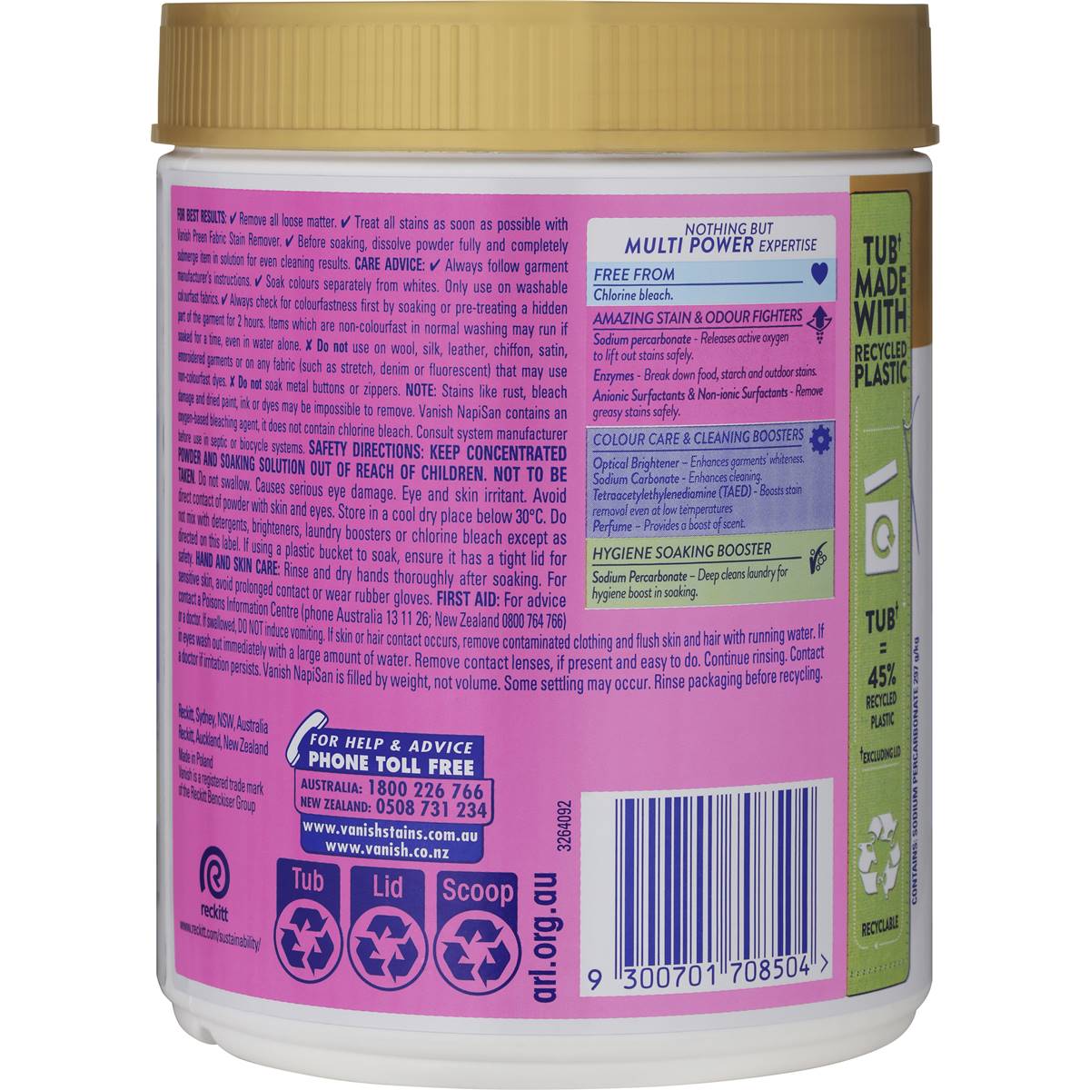 Vanish Napisan Gold Multi Power Stain Remover Powder White 900g ...