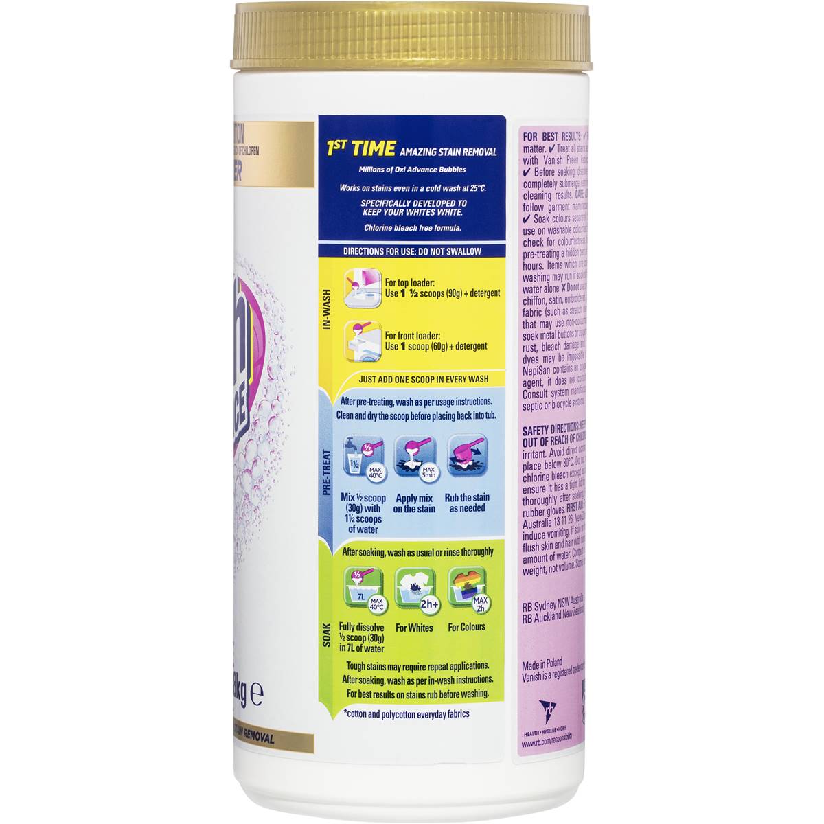 Vanish Napisan Gold Multi Power Stain Remover Powder White 1.8kg ...