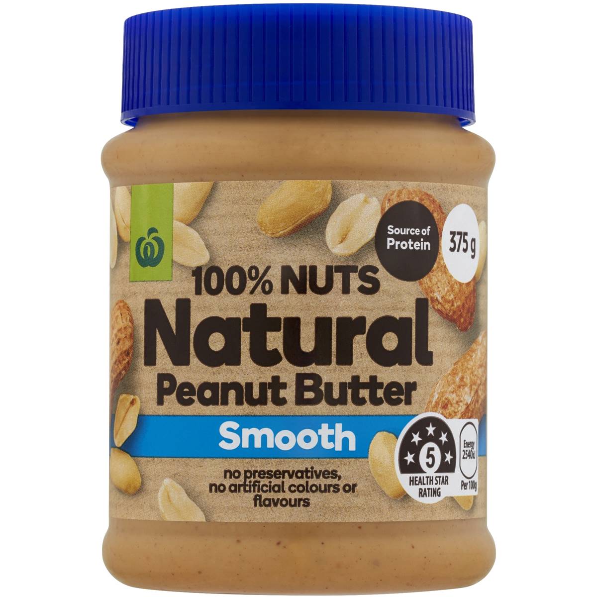 Woolworths Smooth Peanut Butter Natural 375g | Woolworths