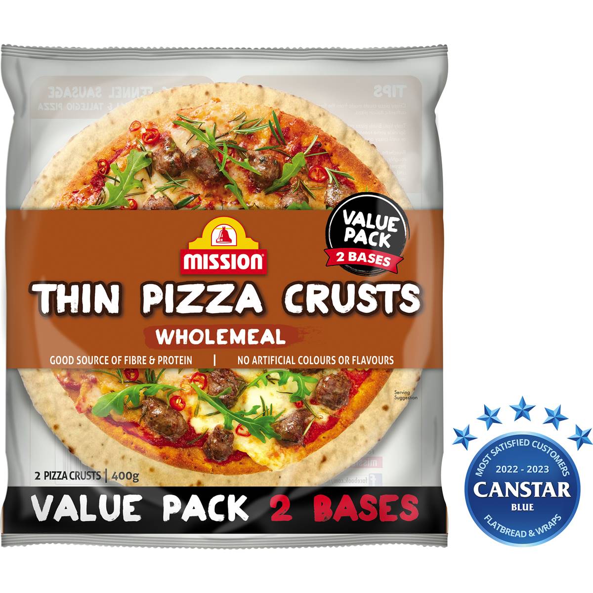 Mission Pizza Base Wholemeal 2 Pack | Woolworths