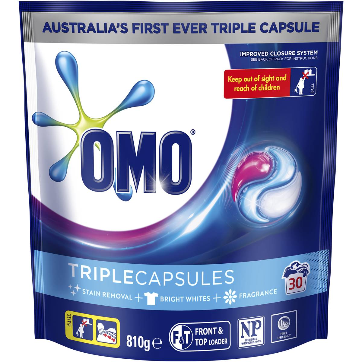 Omo Laundry Liquid Triple Capsules Active 30 Pack | Woolworths