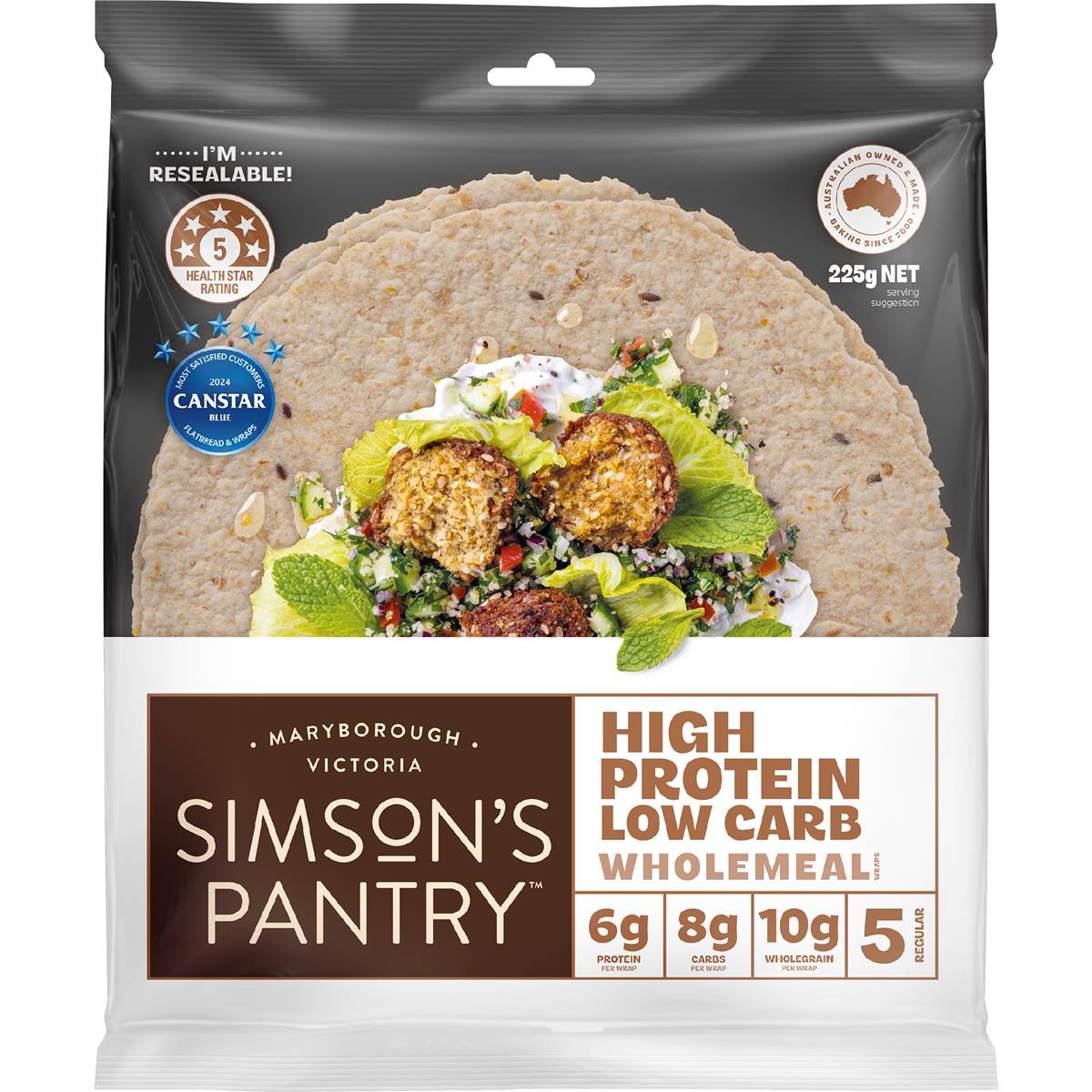 Simson's Pantry Wholemeal Wraps Carb Wraps 5 Pack | Woolworths