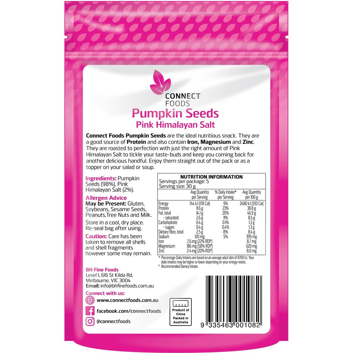 Connect Foods Pumpkin Seeds Himalayan 150g | Woolworths