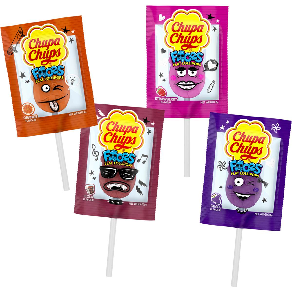 Chupa Chups Faces Flat Lollipops 35 Pack | Woolworths