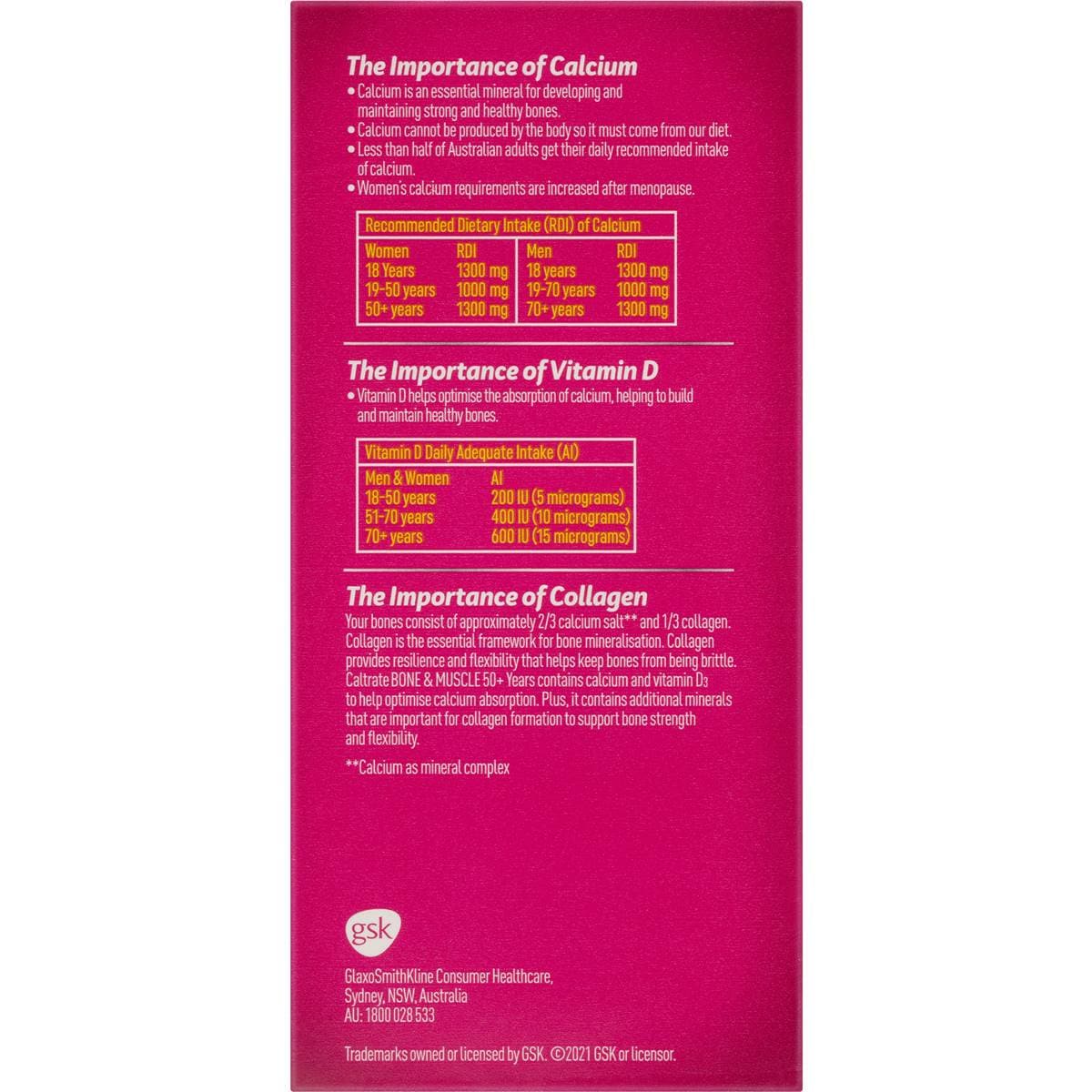 Caltrate Bone & Muscle 50 Plus With Calcium & Vitamin D3 100 Pack ...