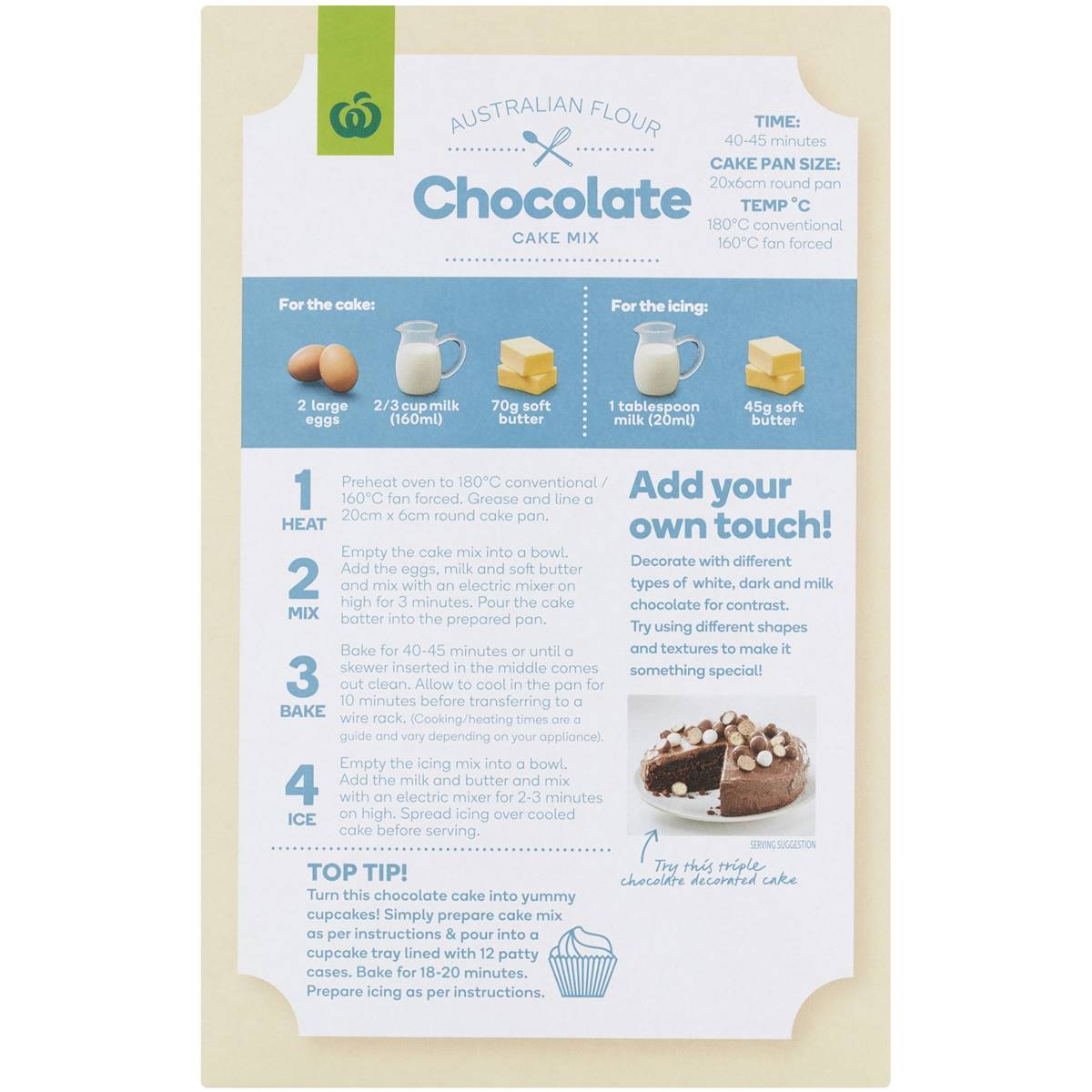 Woolworths Chocolate Cake Mix With Icing 450g | Woolworths