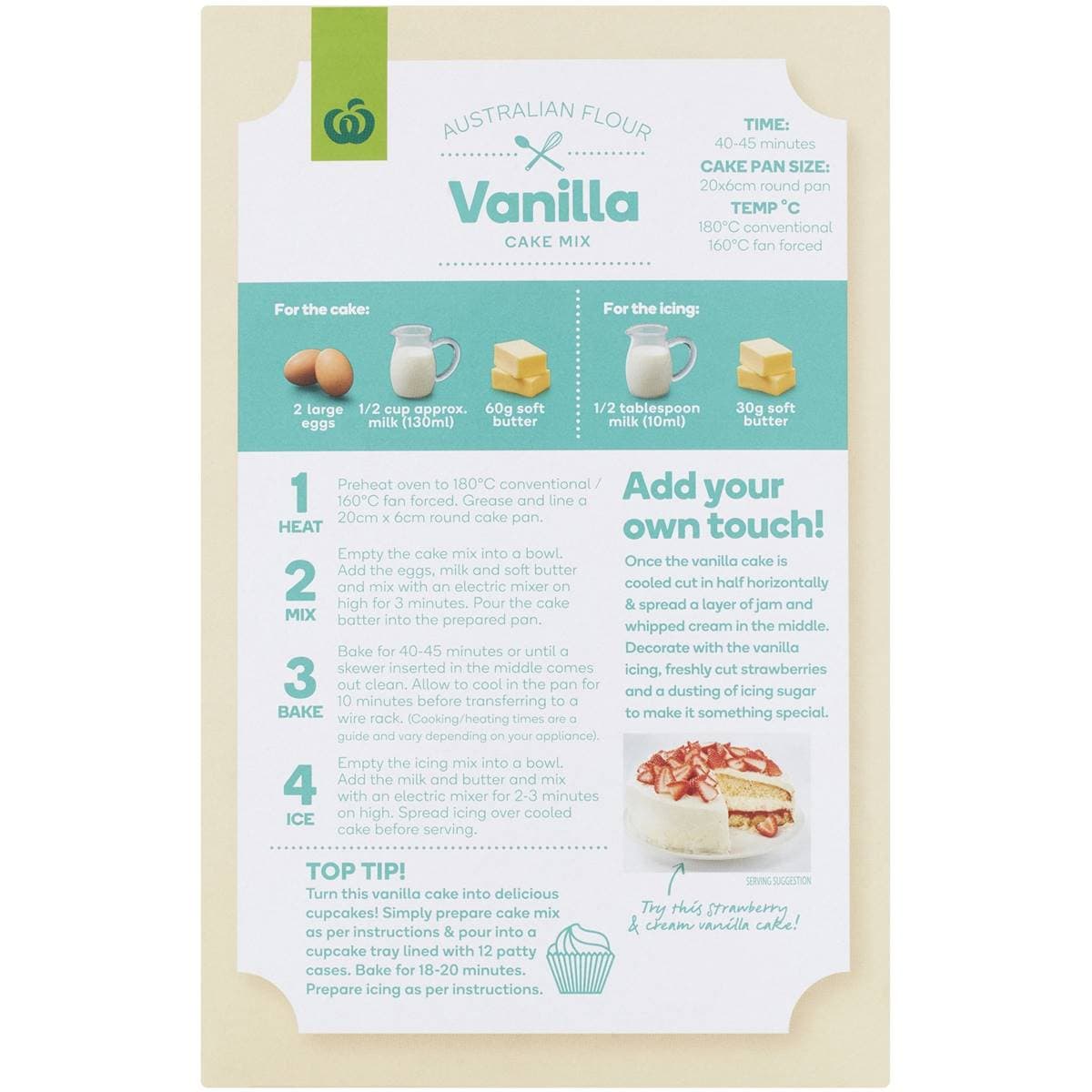 Woolworths Vanilla Cake Mix With Icing 450g | Woolworths