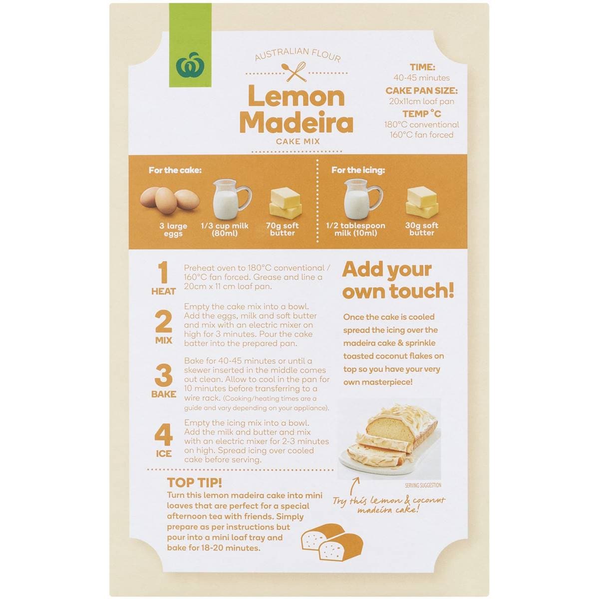 Woolworths Lemon Madeira Cake Mix With Icing 450g | Woolworths