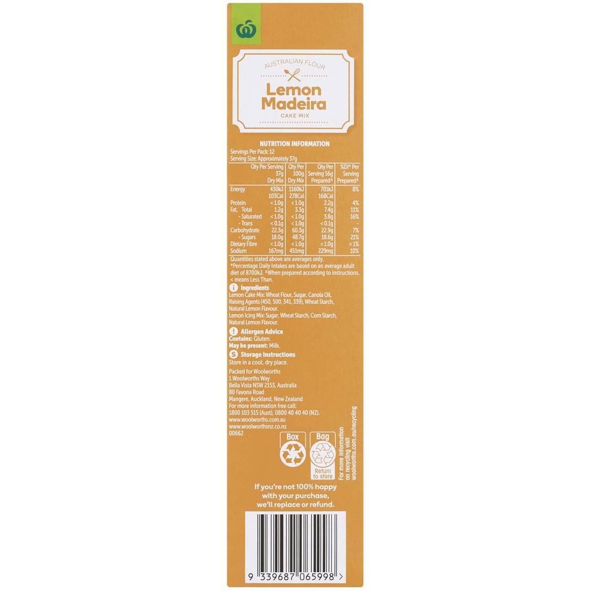 Woolworths Lemon Madeira Cake Mix With Icing 450g | Woolworths