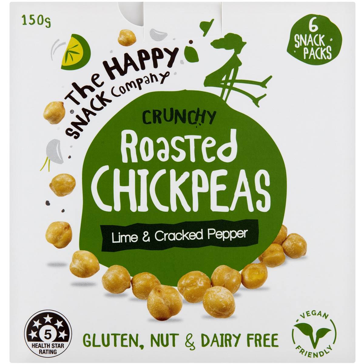 The Happy Snack Company Roasted Chickpeas Lime And Cracked Pepper 6 ...