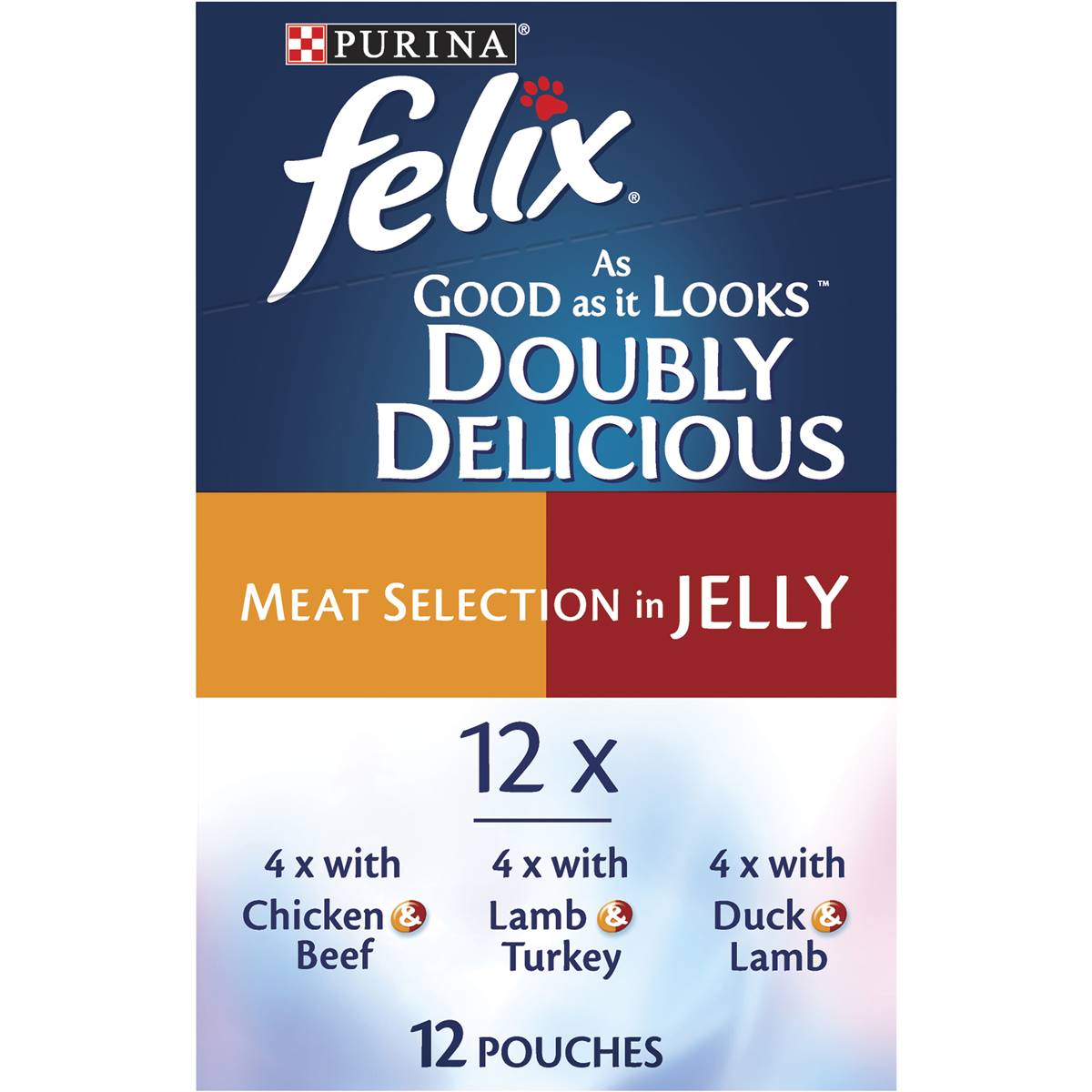 Felix Adult Doubly Delicious Meat Selection Wet Cat Food 85g X12 Pack | Woolworths