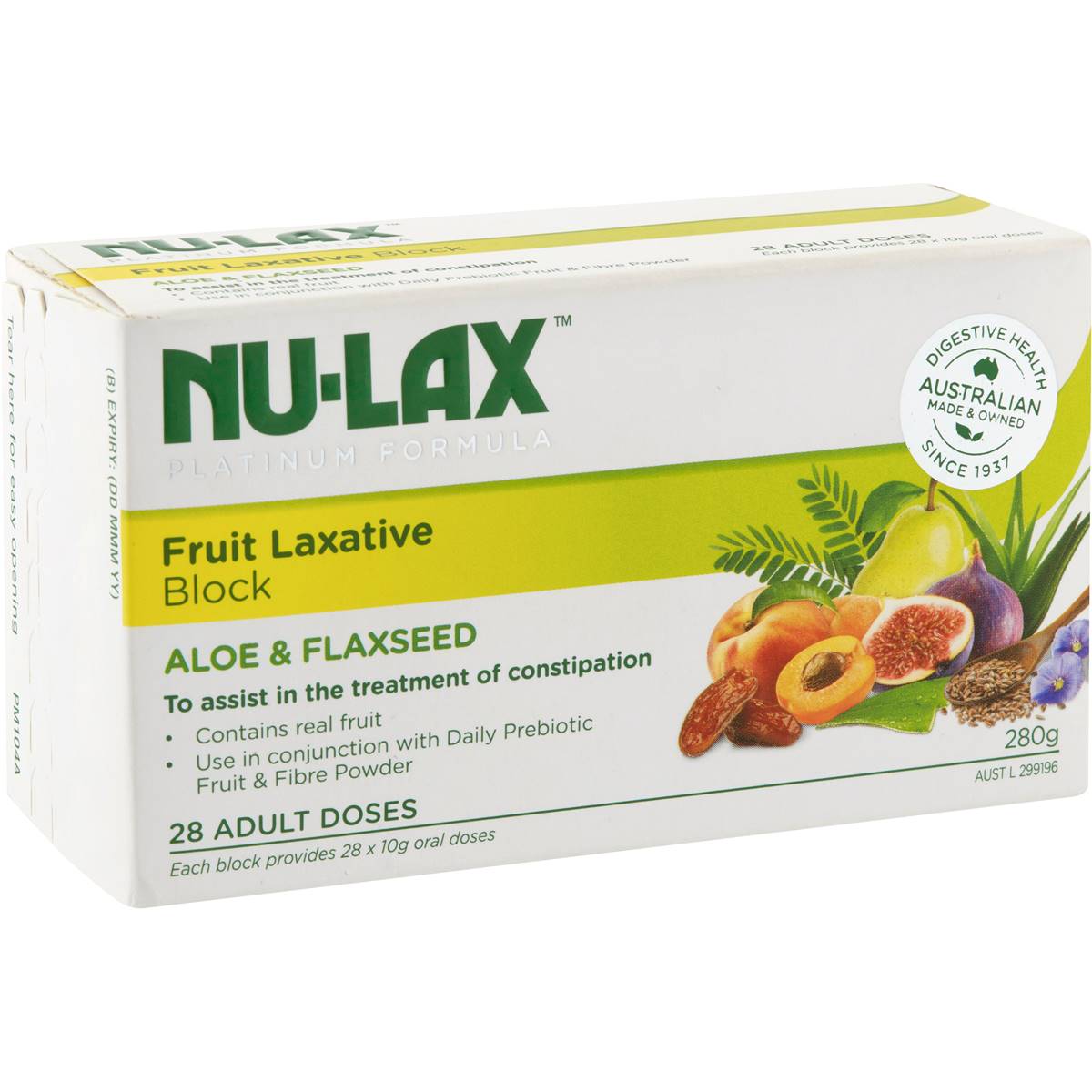 Nu-lax Fruit Laxative Block Aloe & Flaxseed 280g | Woolworths