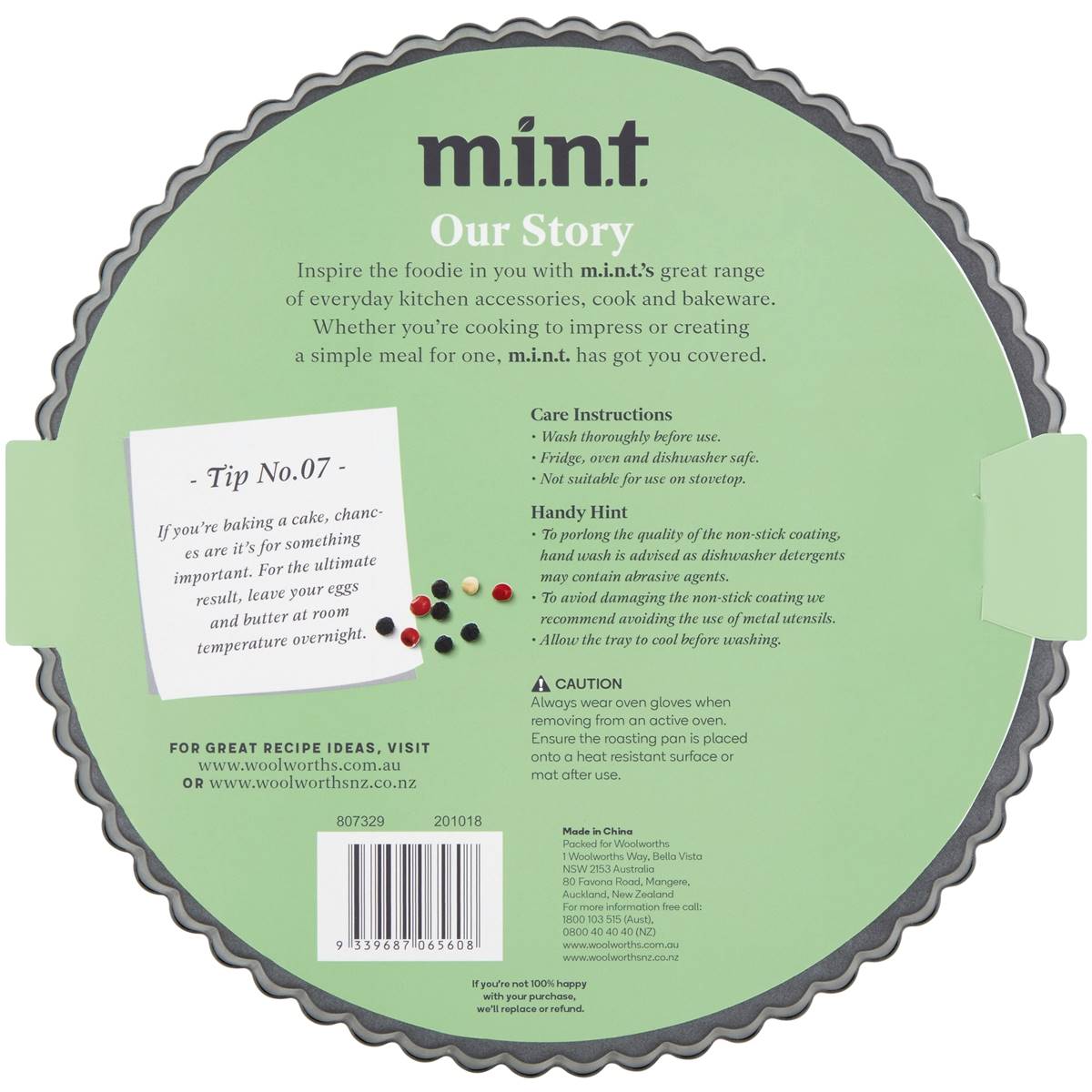 Mint Non-stick Coating Quiche Pan 24cm Each | Woolworths