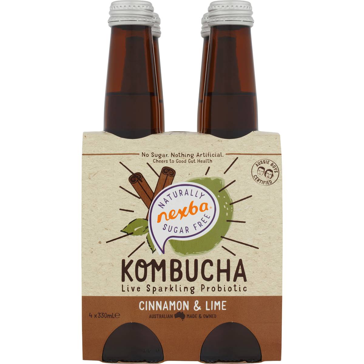 Nexba Cinnamon & Lime Kombucha 4x330ml | Woolworths