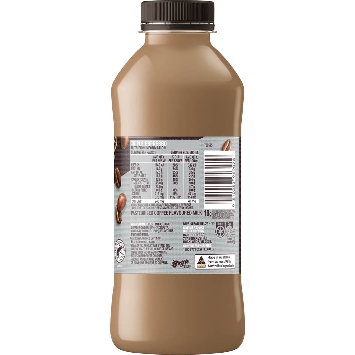 Dare Triple Espresso Iced Coffee 500ml | Woolworths