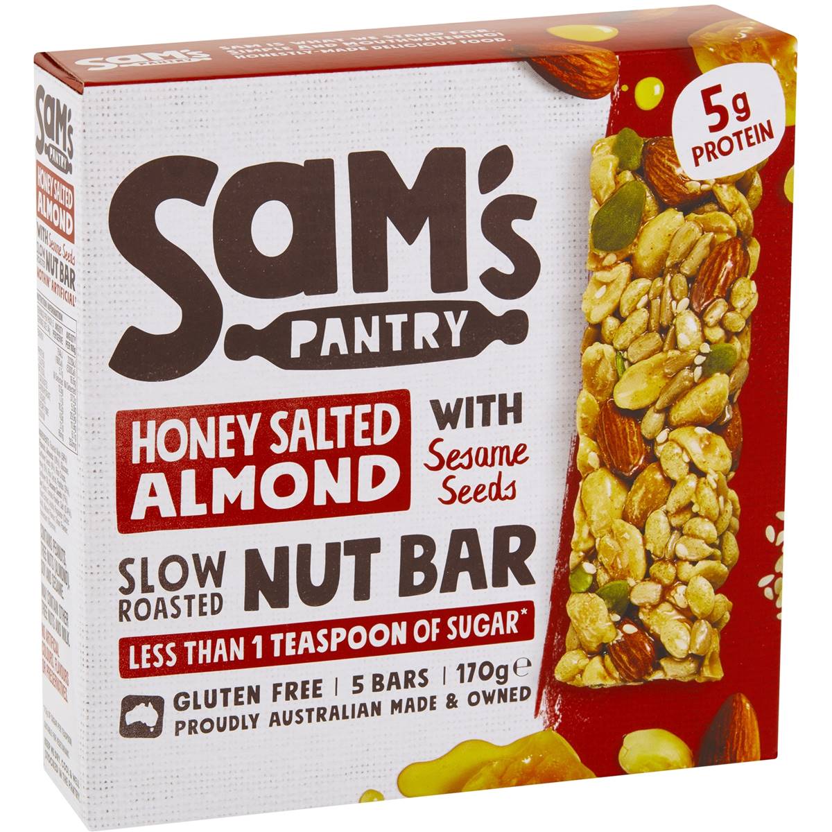 Sam's Pantry Honey Salted Almond Nut Bar 5 Pack | Woolworths