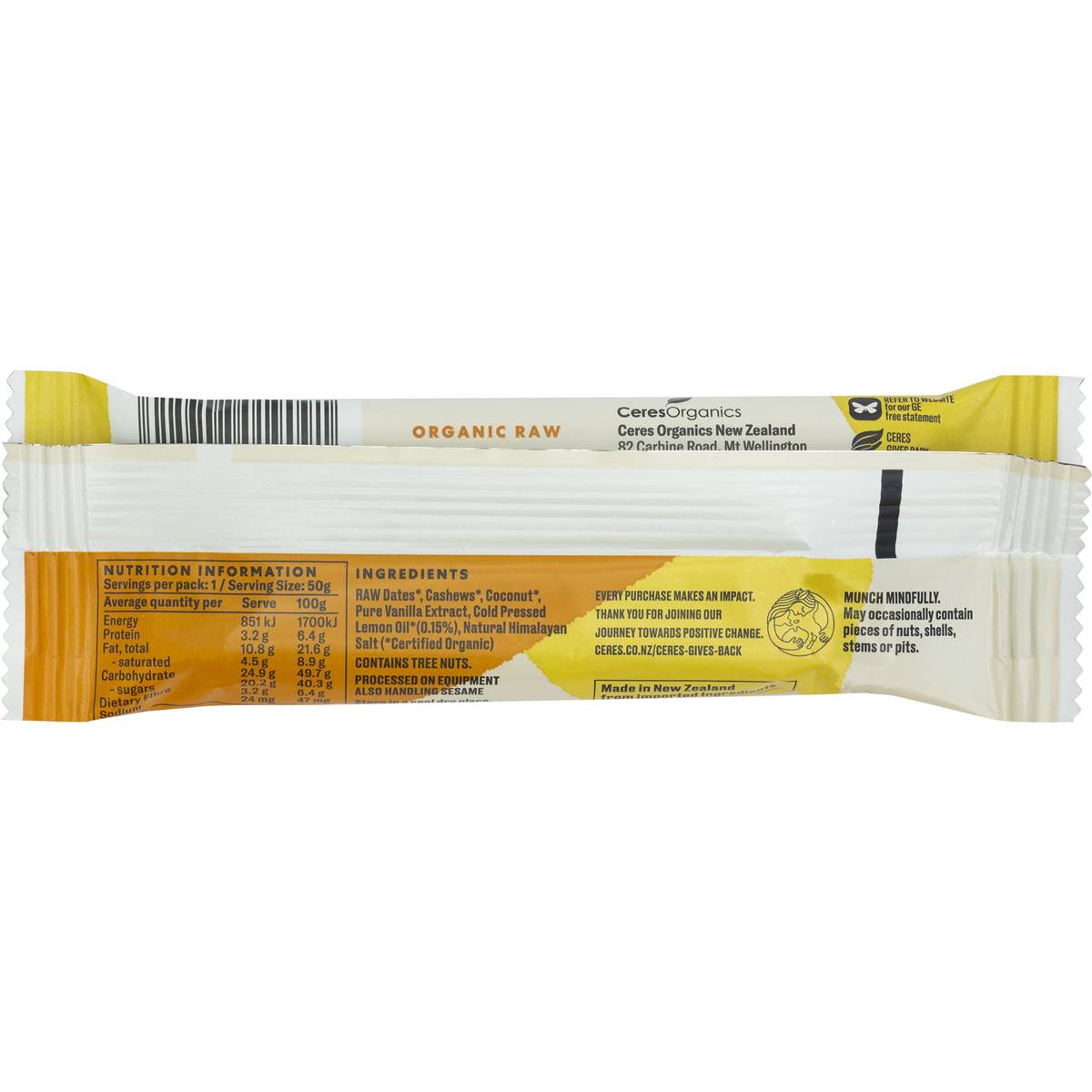 Ceres Organics Raw Bar Lemon Cheesecake 50g | Woolworths