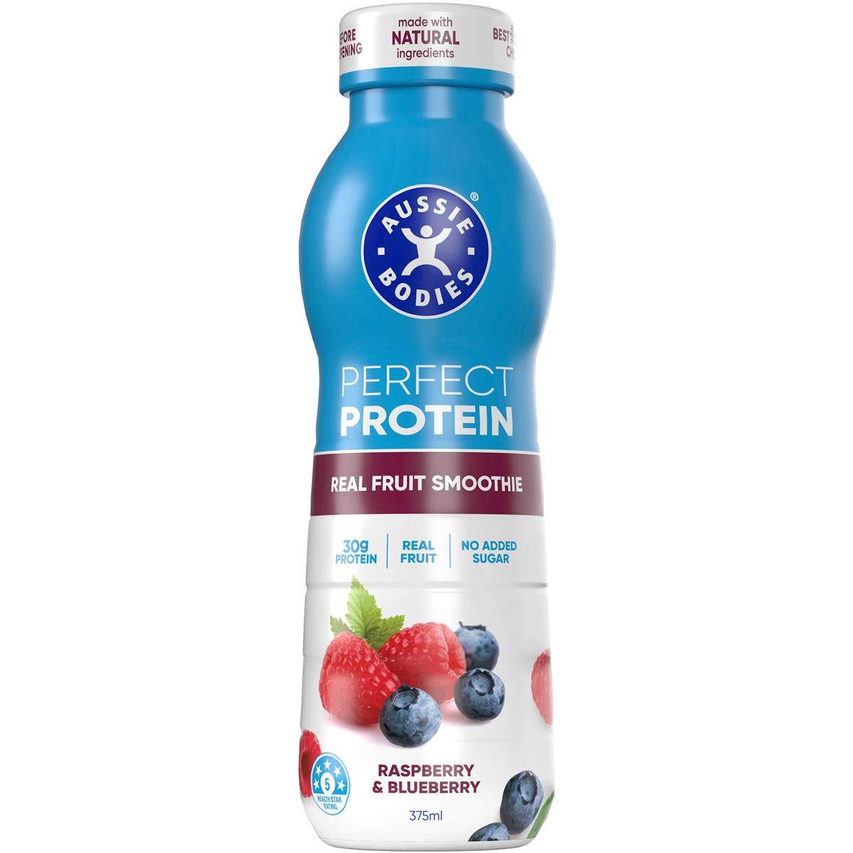 Aussie Bodies Protein Smoothie Raspberry & Blueberry 375ml | Woolworths