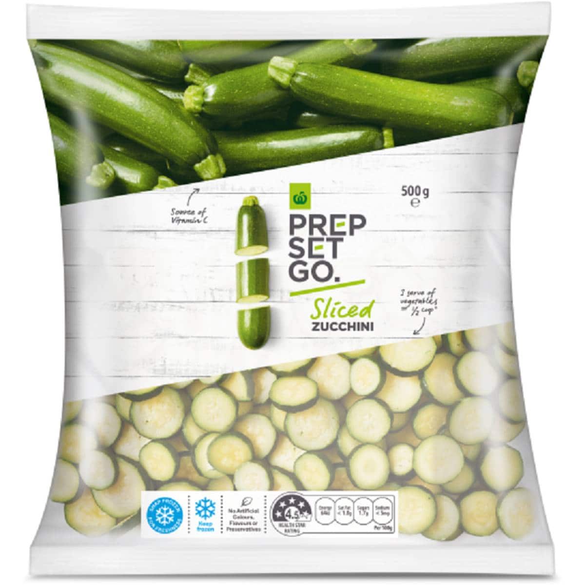 Woolworths Prep Set Go Sliced Frozen Zucchini 500g | Woolworths