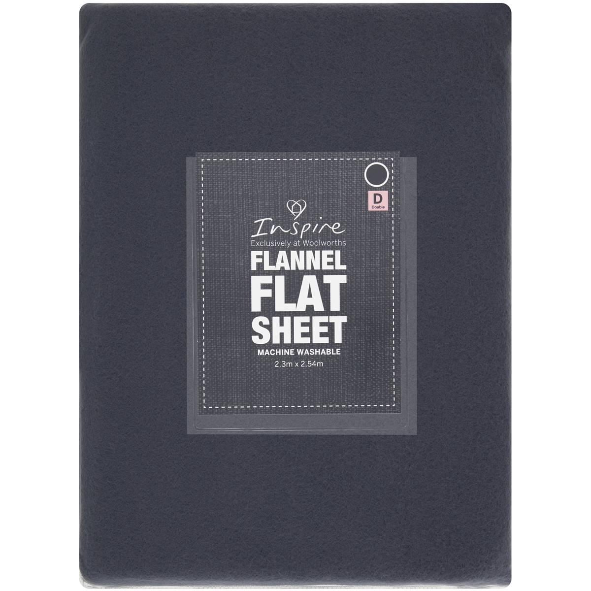 Inspire Microflannel Flat Bed Sheet Double Bed Dary Grey Each | Woolworths