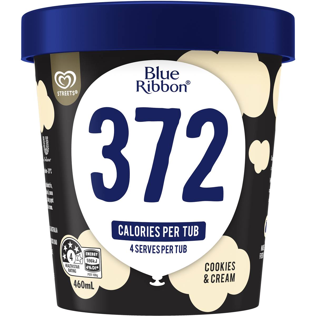 Streets Blue Ribbon Cookies And Cream Reduced Fat Ice Cream 460ml Streets Blue Ribbon Cookies And Cream Reduced Fat Ice Cream 460ml