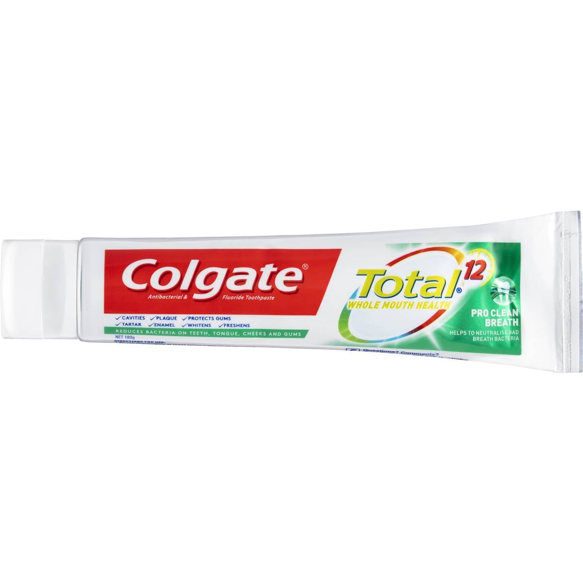 Colgate Total Pro Clean Breath Antibacterial Toothpaste 180g | Woolworths