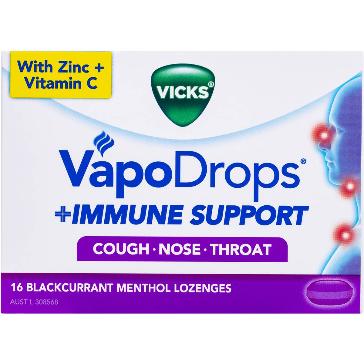 Vicks Vapo Drops + Immune Support Blackcurrant 16 Pack | Woolworths