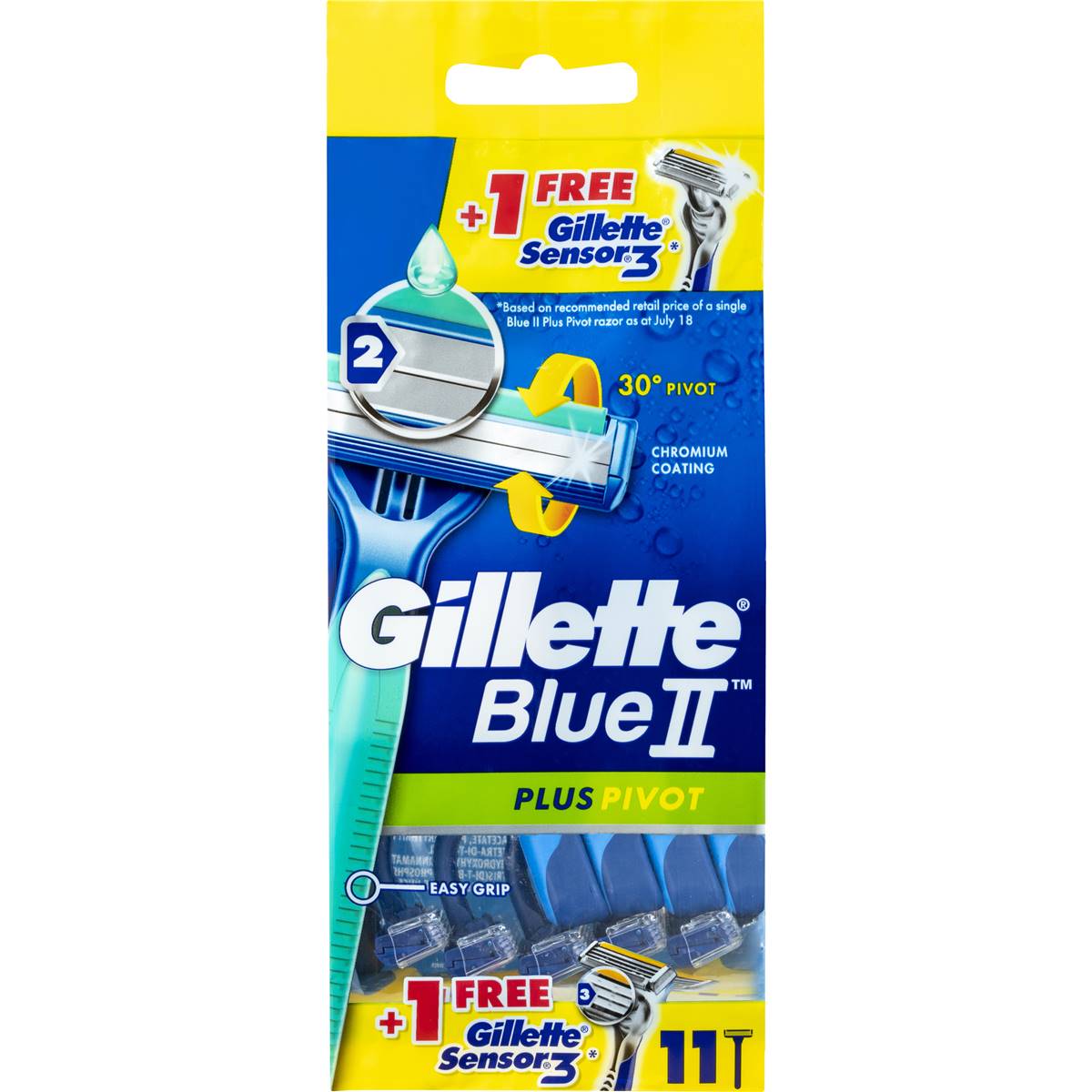 Gillette Blue2 Pivot Plus Shaving Razor Each | Woolworths