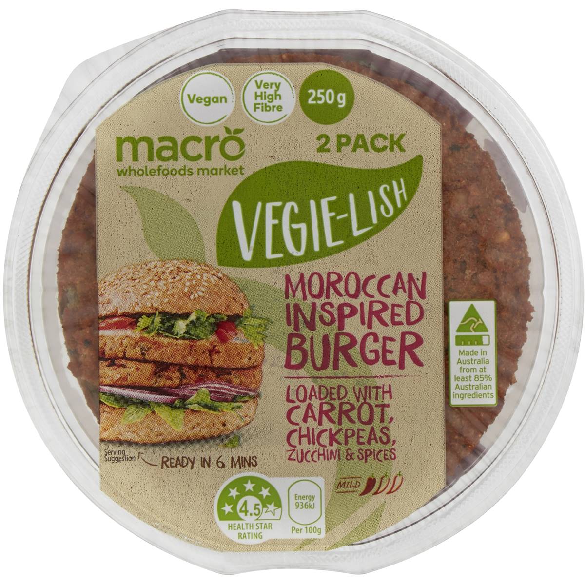 Macro Vegie-lish Moroccan Inspired Burger 250g | Woolworths